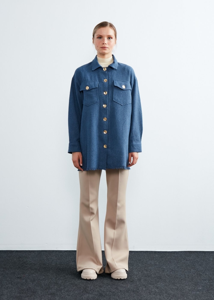 Tüvit Pamuklu Gömlek-İndigo